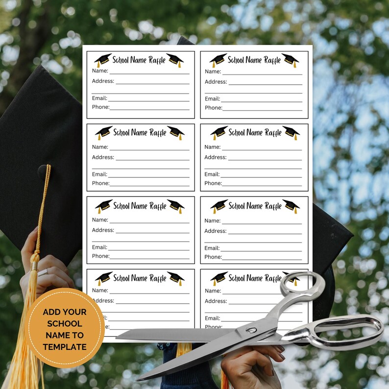 Editable Graduation Fundraiser Raffle Ticket Template, High School or ...