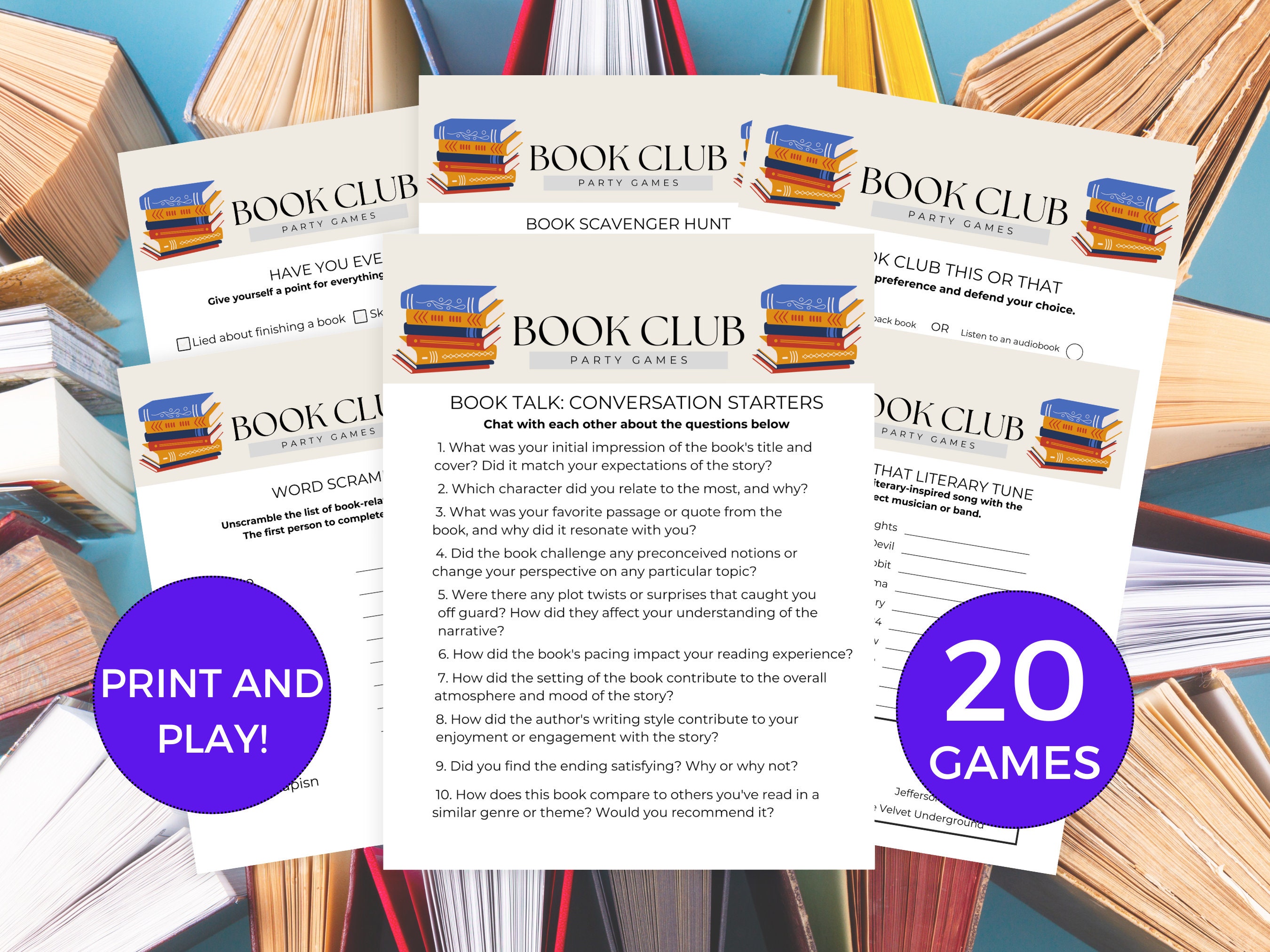 Ultimate Printable Book Club Games Bundle: Icebreakers, Puzzles ...