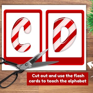 Printable Christmas Alphabet Flash Cards for Kids With Bonus Number ...