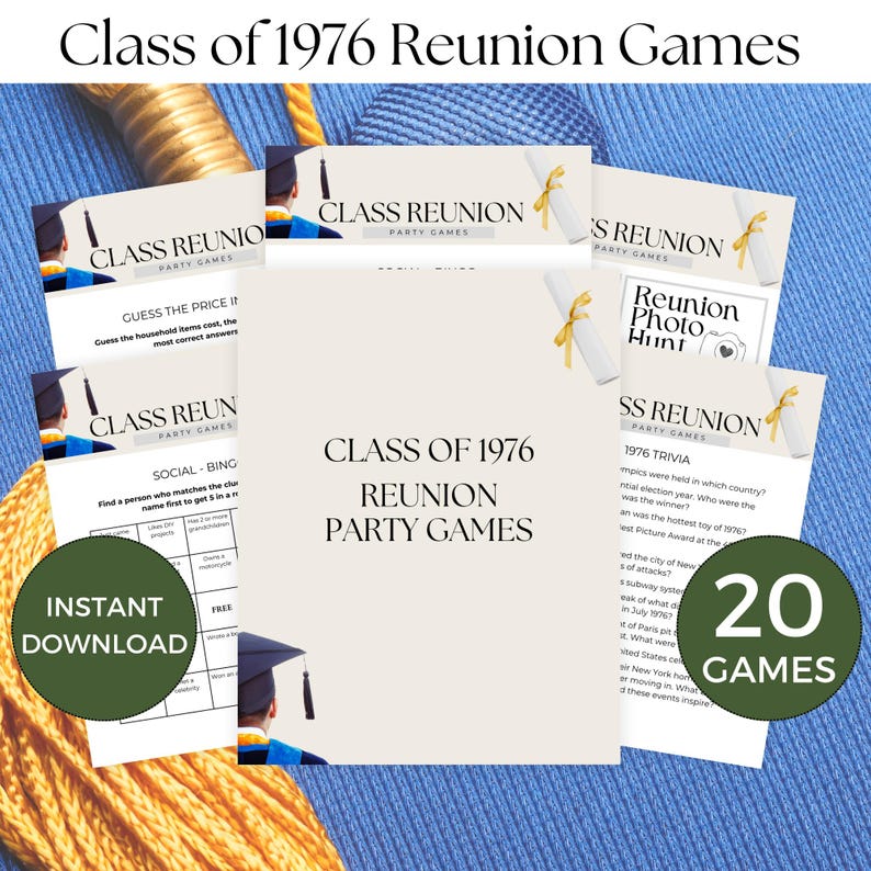 Printable Class of 1976 Class Reunion Games, Reunion Party Game, High ...