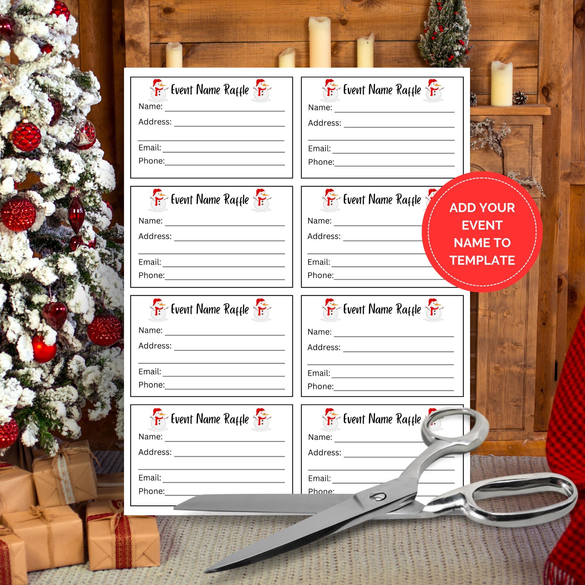 Editable Christmas Raffle Ticket Template, Fundraising Event, School ...