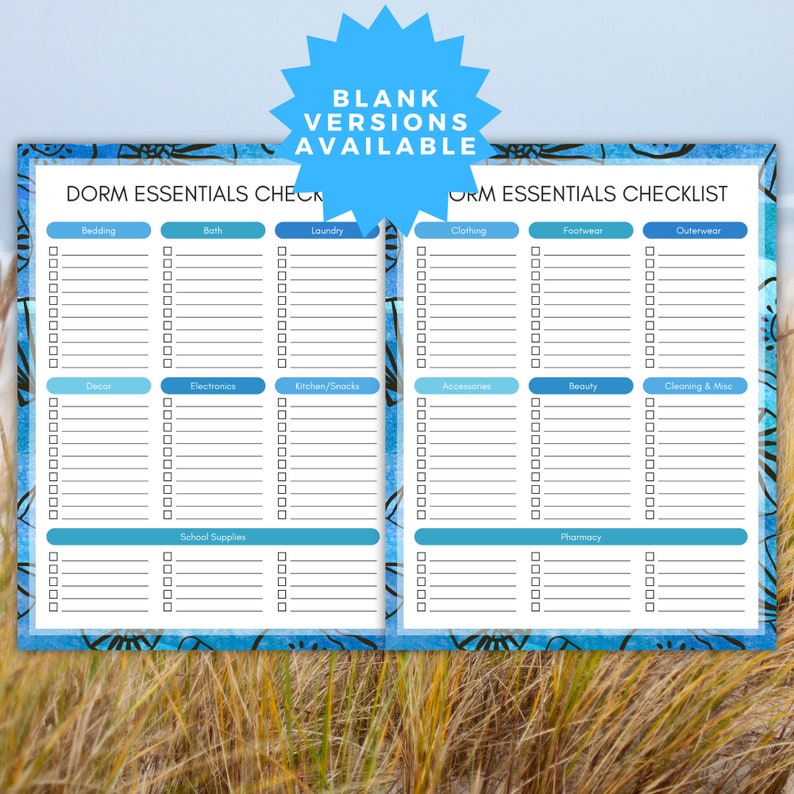 Printable College Dorm Essentials Checklist - an Ocean Inspired Coastal ...