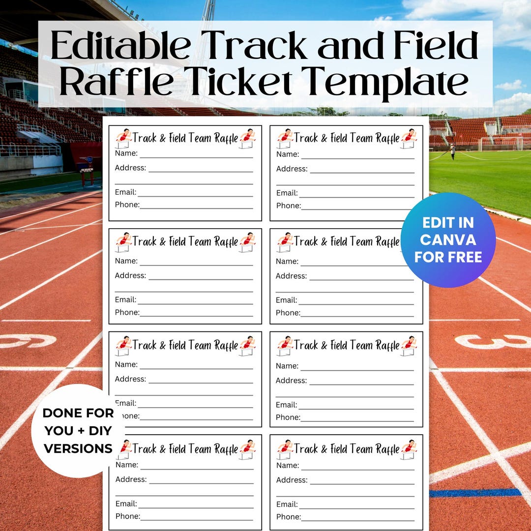 Editable Track and Field Raffle Ticket Template, Fundraising Event ...