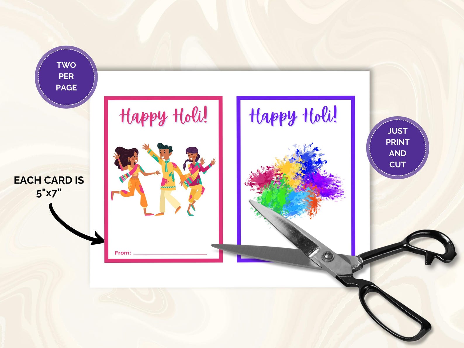 Printable Holi Gift Card Holder Perfect for Hindu Celebrations, Indian ...