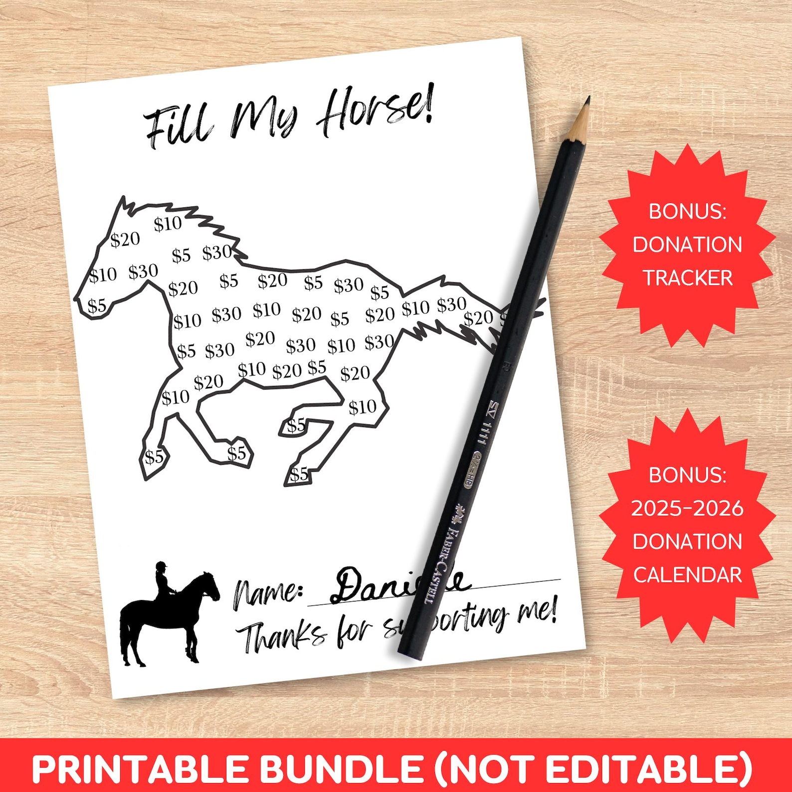 Printable Equestrian Fundraiser Bundle With Pick a Date Donation ...