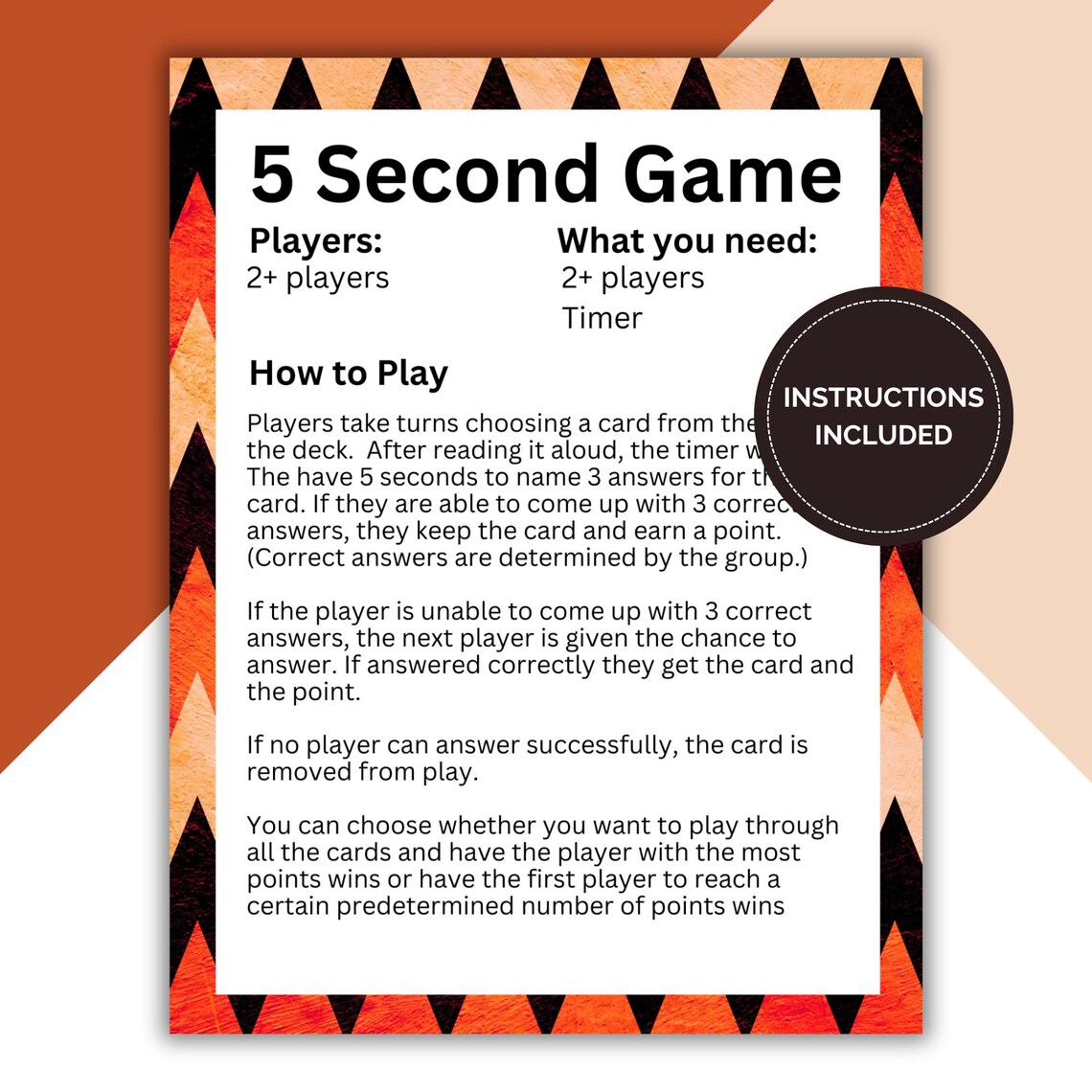 Printable Halloween 5 Second Game for Team Building Icebreakers and ...