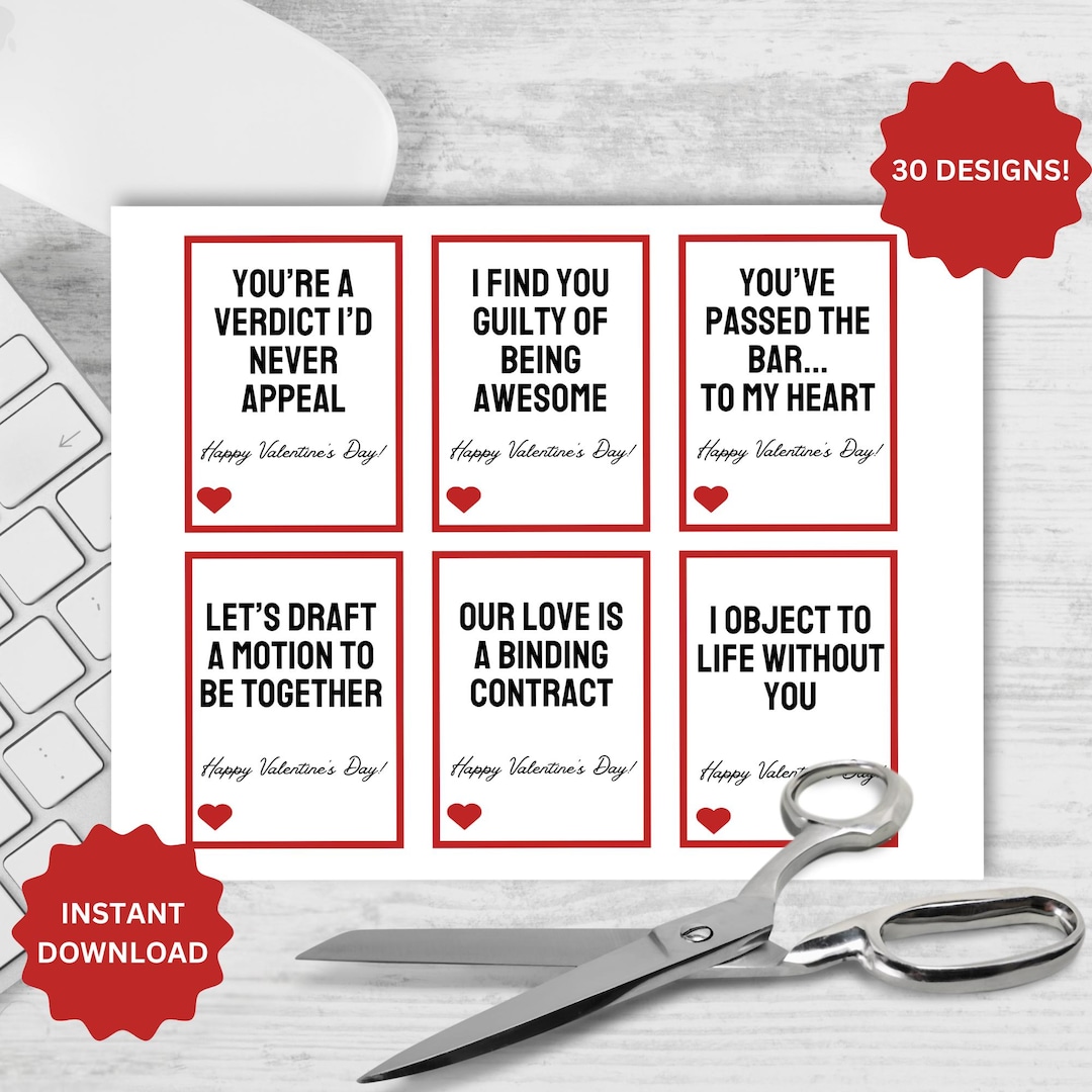 Printable Funny Lawyer Valentines for Your Work Bestie, Funny ...
