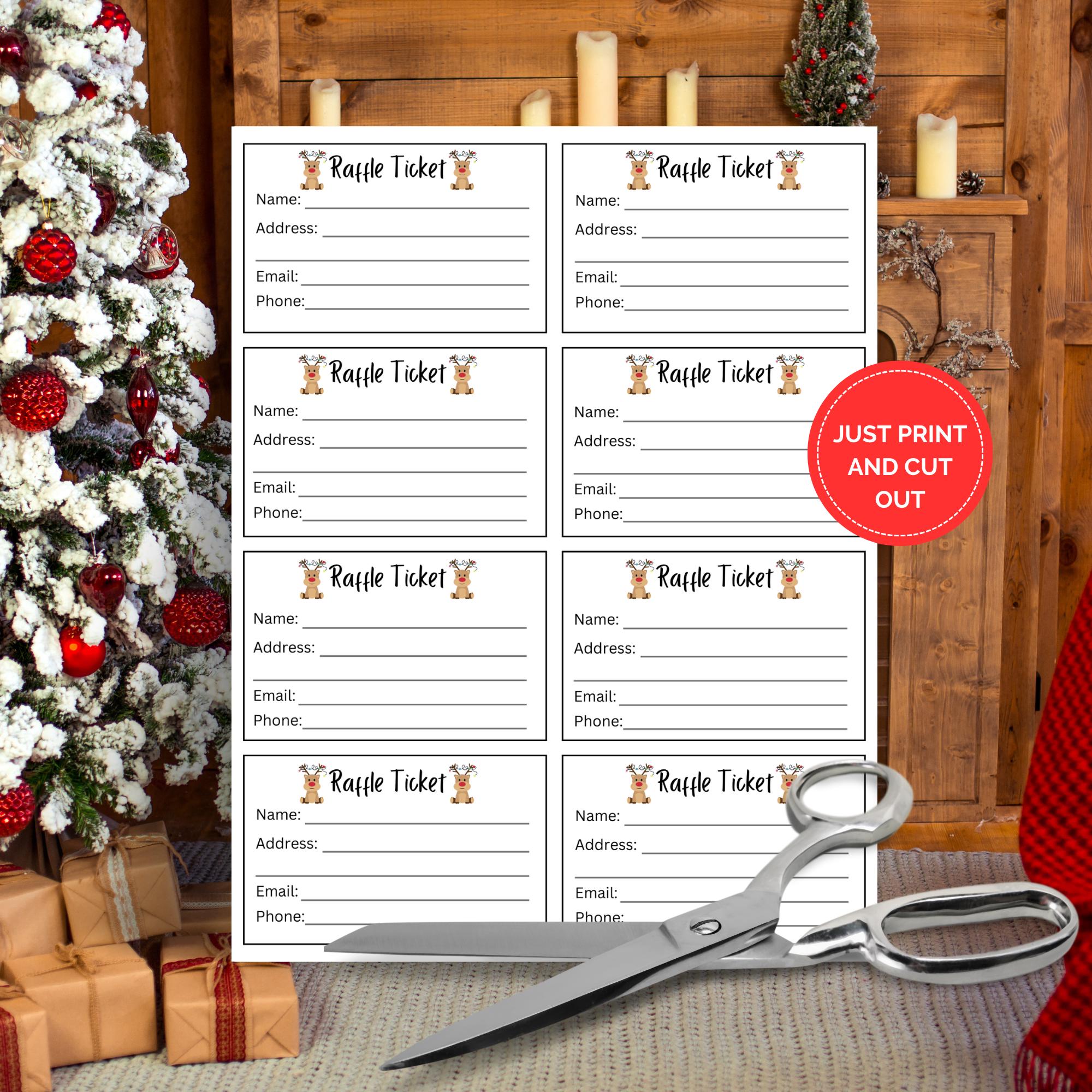 Editable Christmas Raffle Ticket Template, Fundraising Event, School ...