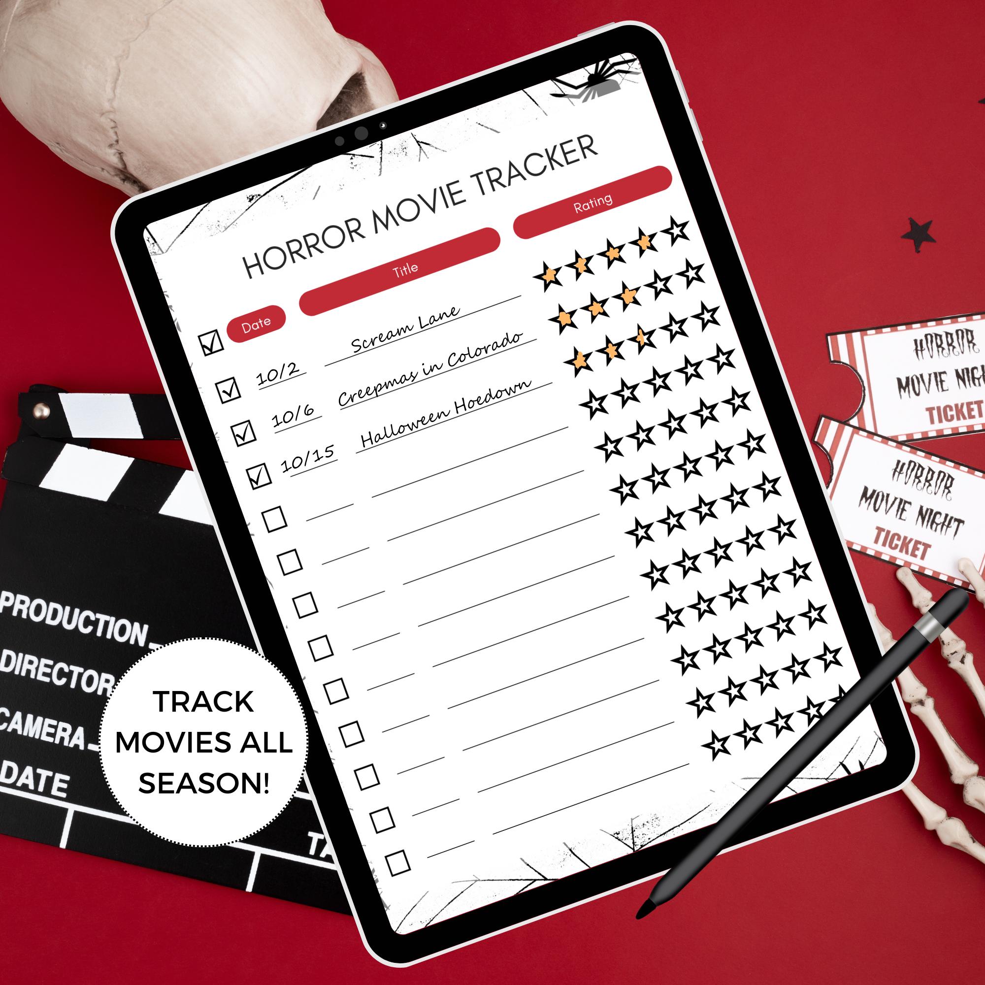 Spooky Digital Horror Movie Review Journal With Bonus Halloween Bingo ...