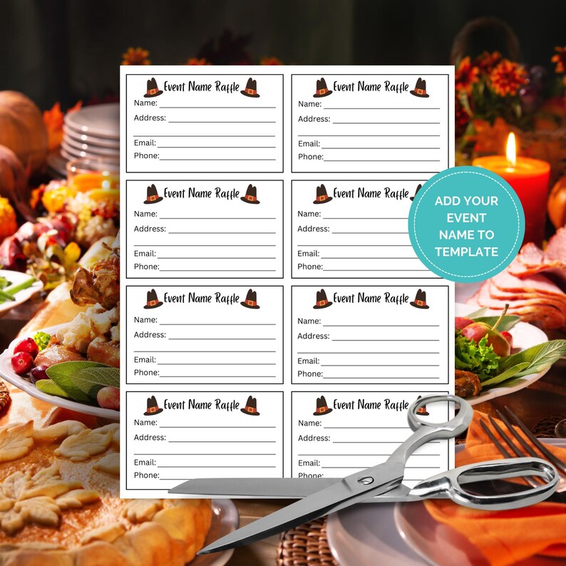 Editable Thanksgiving Raffle Ticket Template, Fundraising Event, School ...