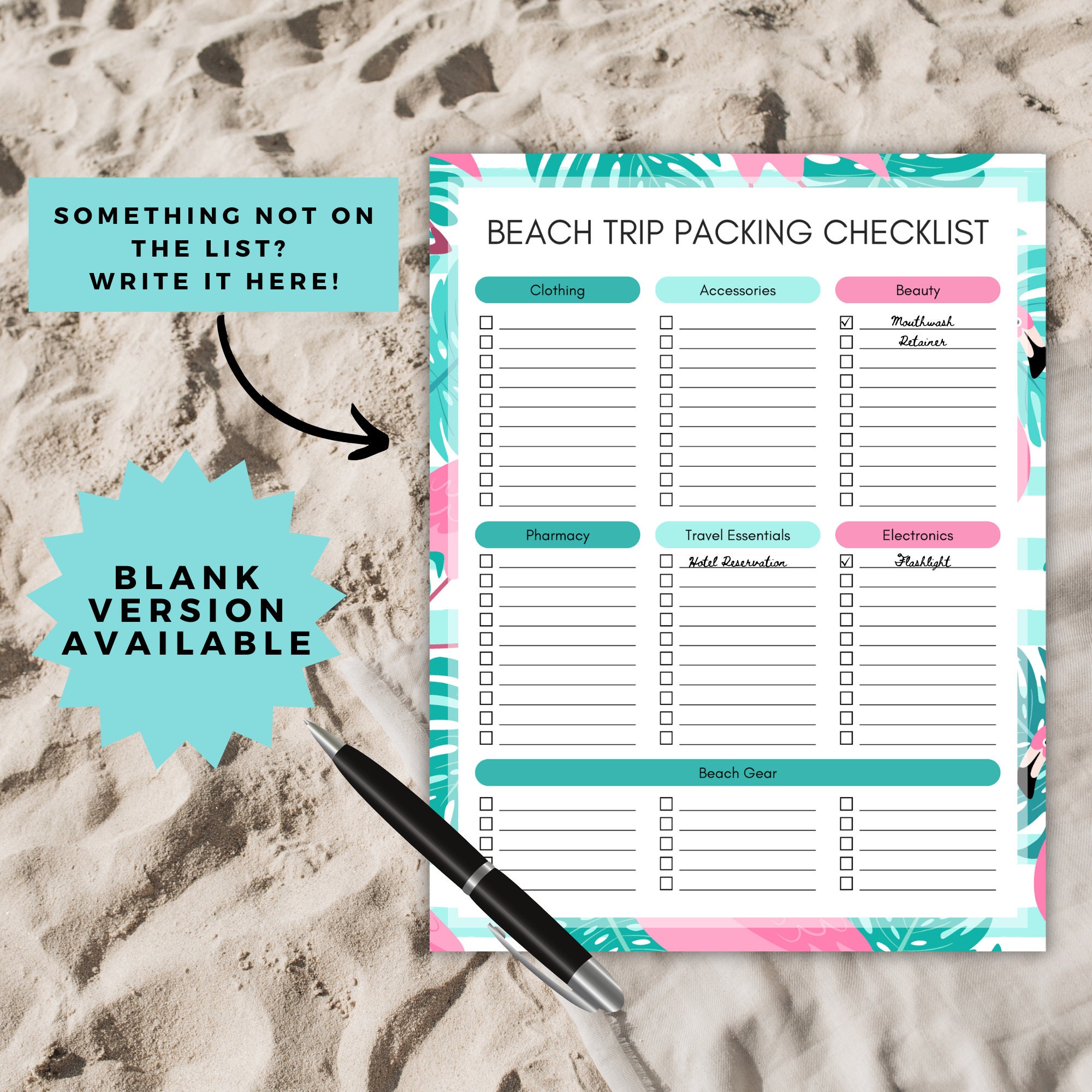 Printable Travel Essentials Packing Checklist- Vibrant Miami Beach ...