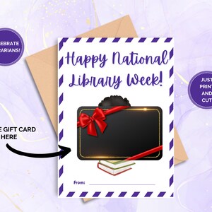 Printable Librarian Appreciation Gift Card Holder, National Library ...
