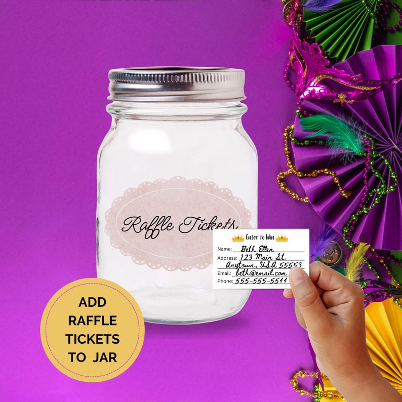 Editable Mardi Gras Raffle Tickets Template, Fundraising Event, School ...