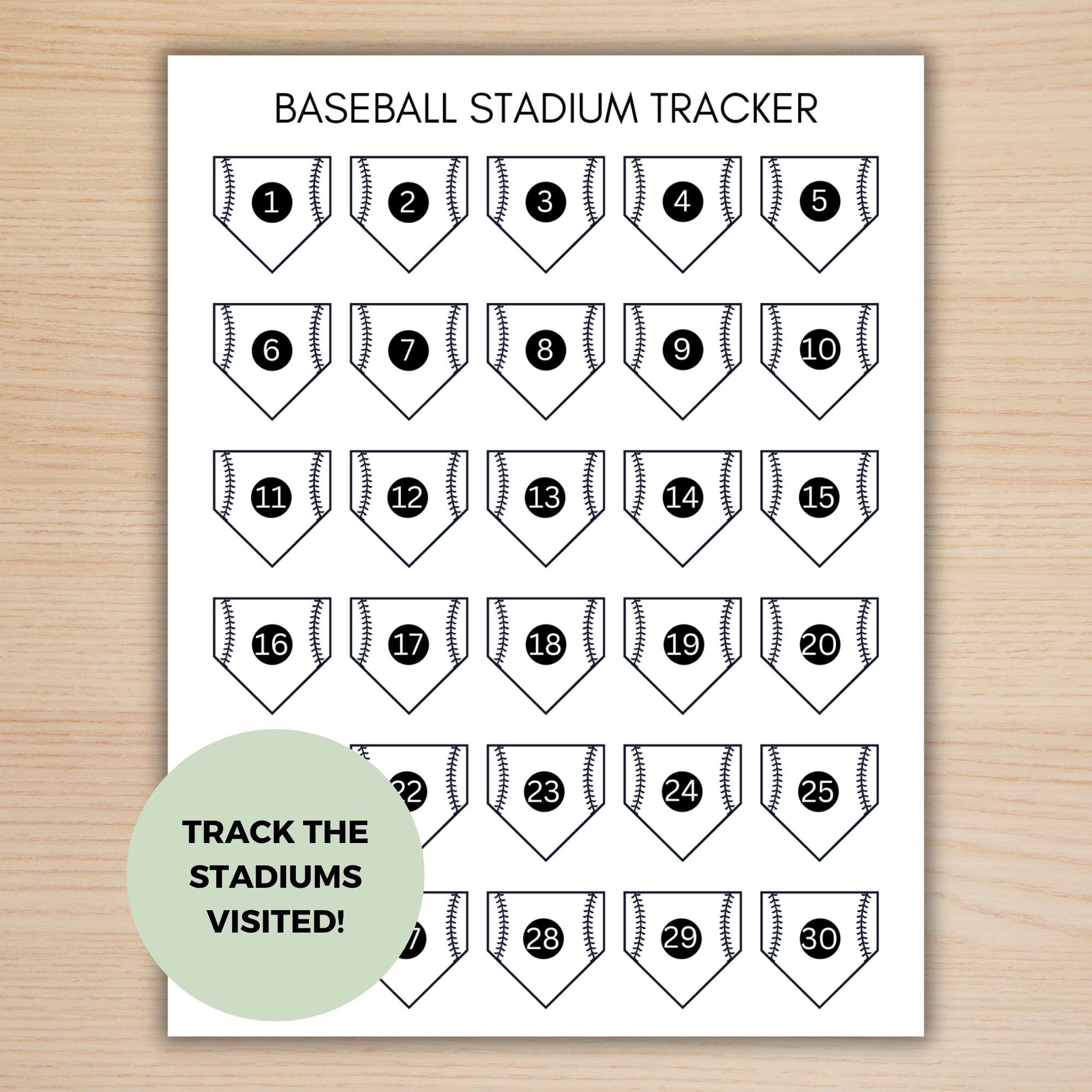 Printable Ballpark Bucket List Ideas, Baseball Stadium Tracker Log and ...