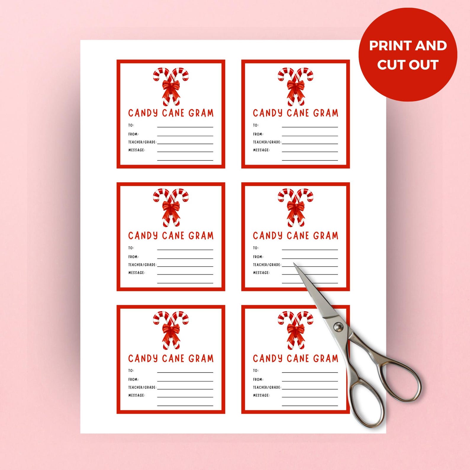 Printable Christmas Holiday Candy Cane Grams, Candy Fundraiser, PTO ...