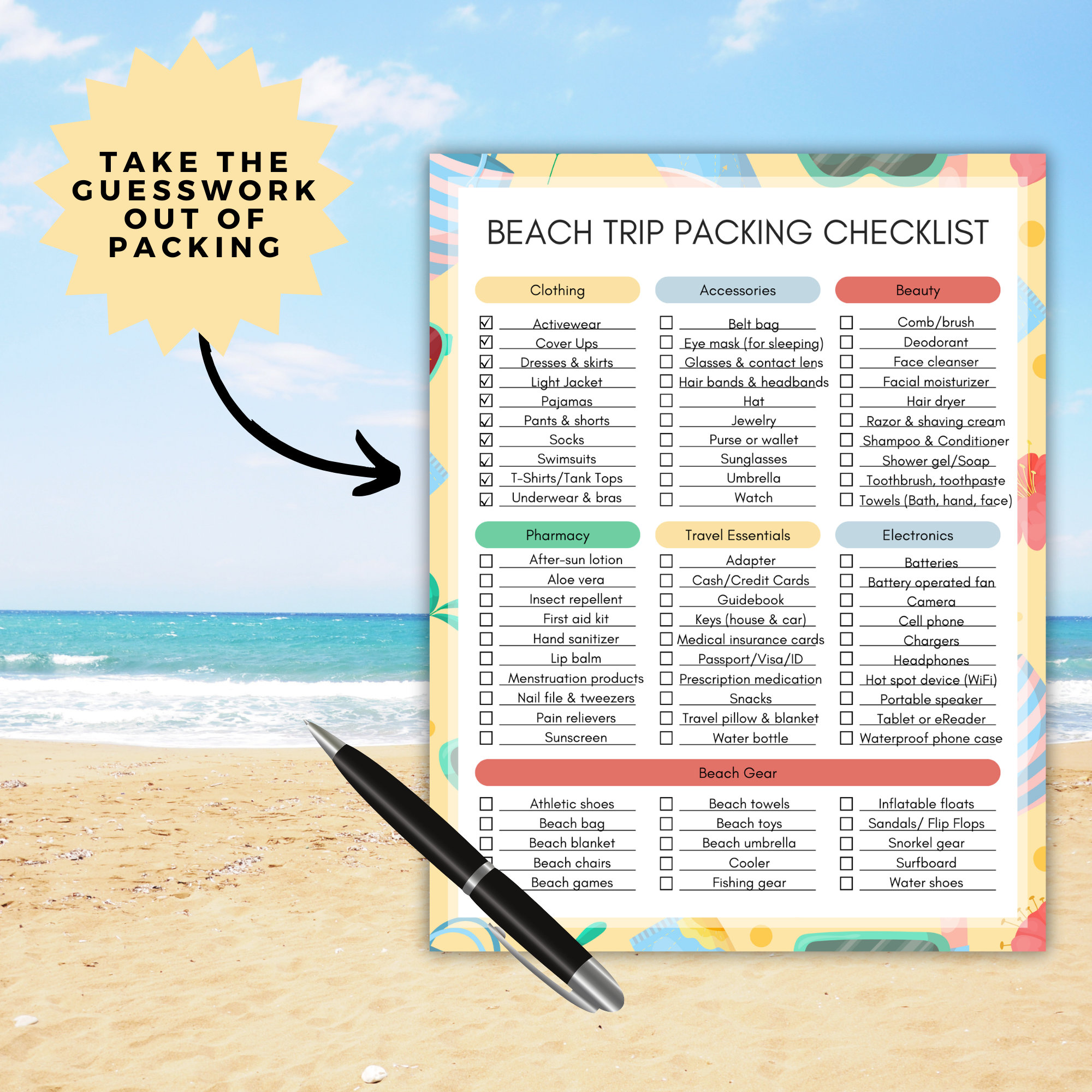Printable Family Beach Vacation Packing Checklist for All Your Travel ...