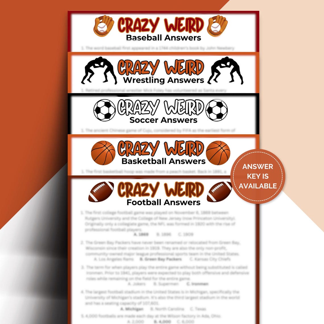 Printable Crazy Weird Sports Trivia Game Bundle, Pub Trivia Night ...