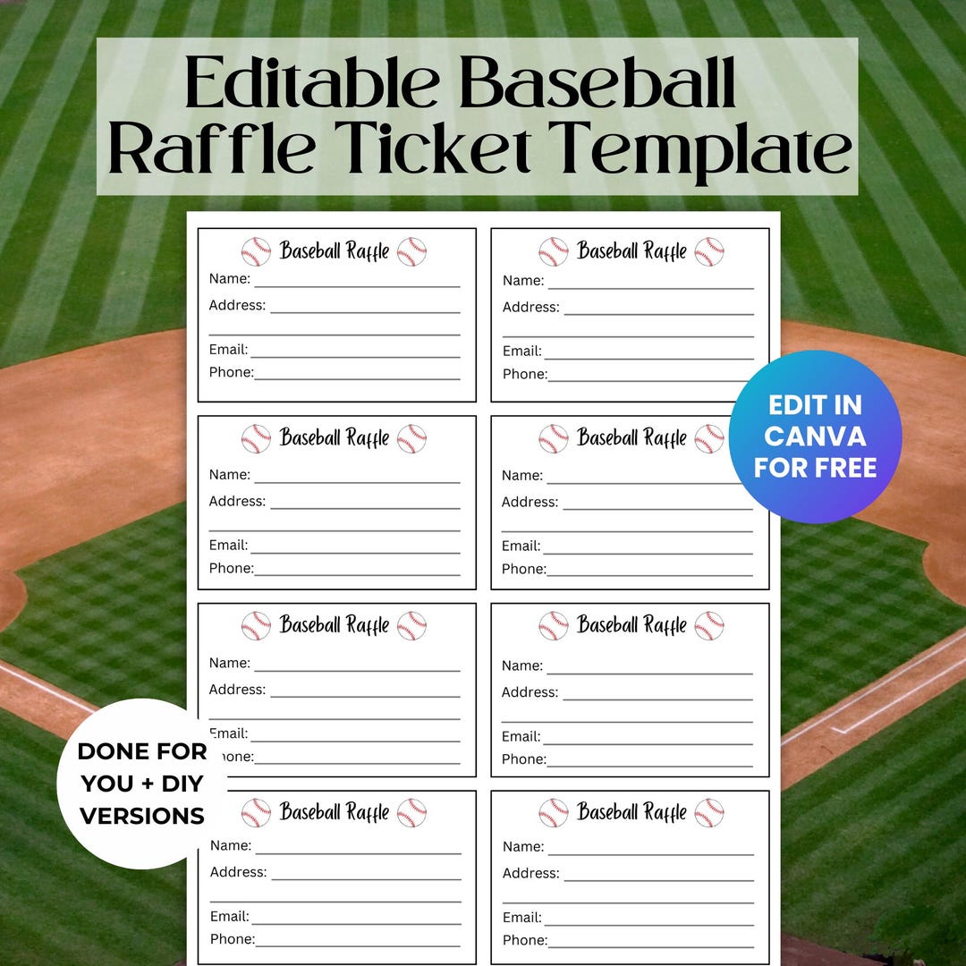 Editable Baseball Raffle Ticket Template, Fundraising Event for ...