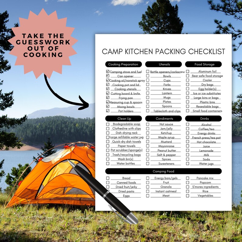 Editable Camping Vacation Essentials Checklist Minimalist, Camping ...