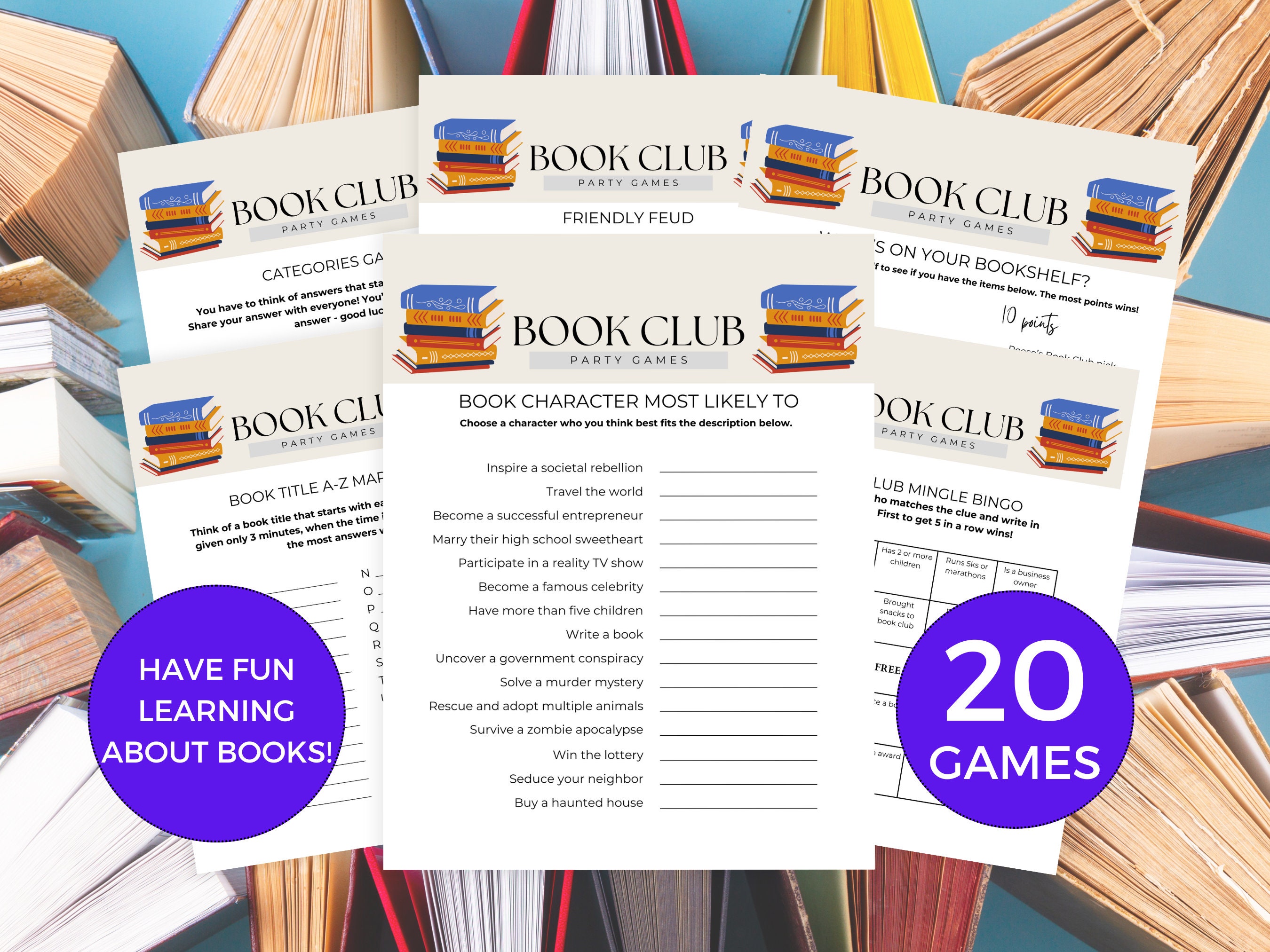 Ultimate Printable Book Club Games Bundle: Icebreakers, Puzzles ...