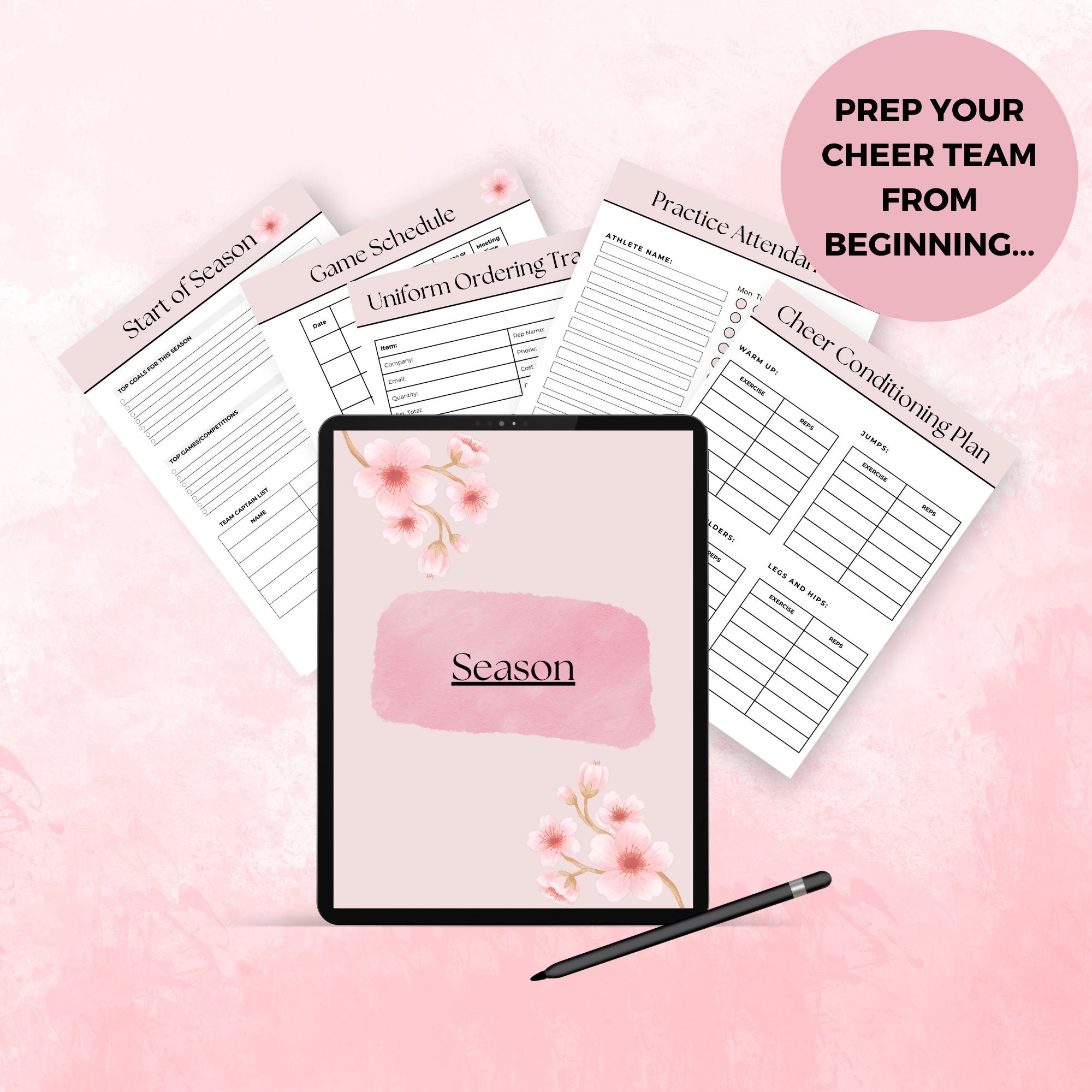 Pink Digital Goodnotes Cheer Coach Planner With Coaching Templates ...