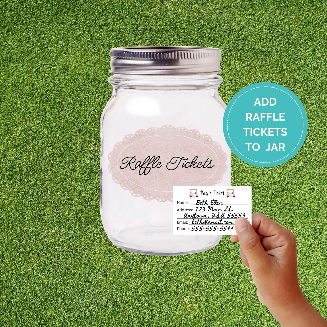 Editable Golf Raffle Ticket Template, Fundraising Event, School PTO ...