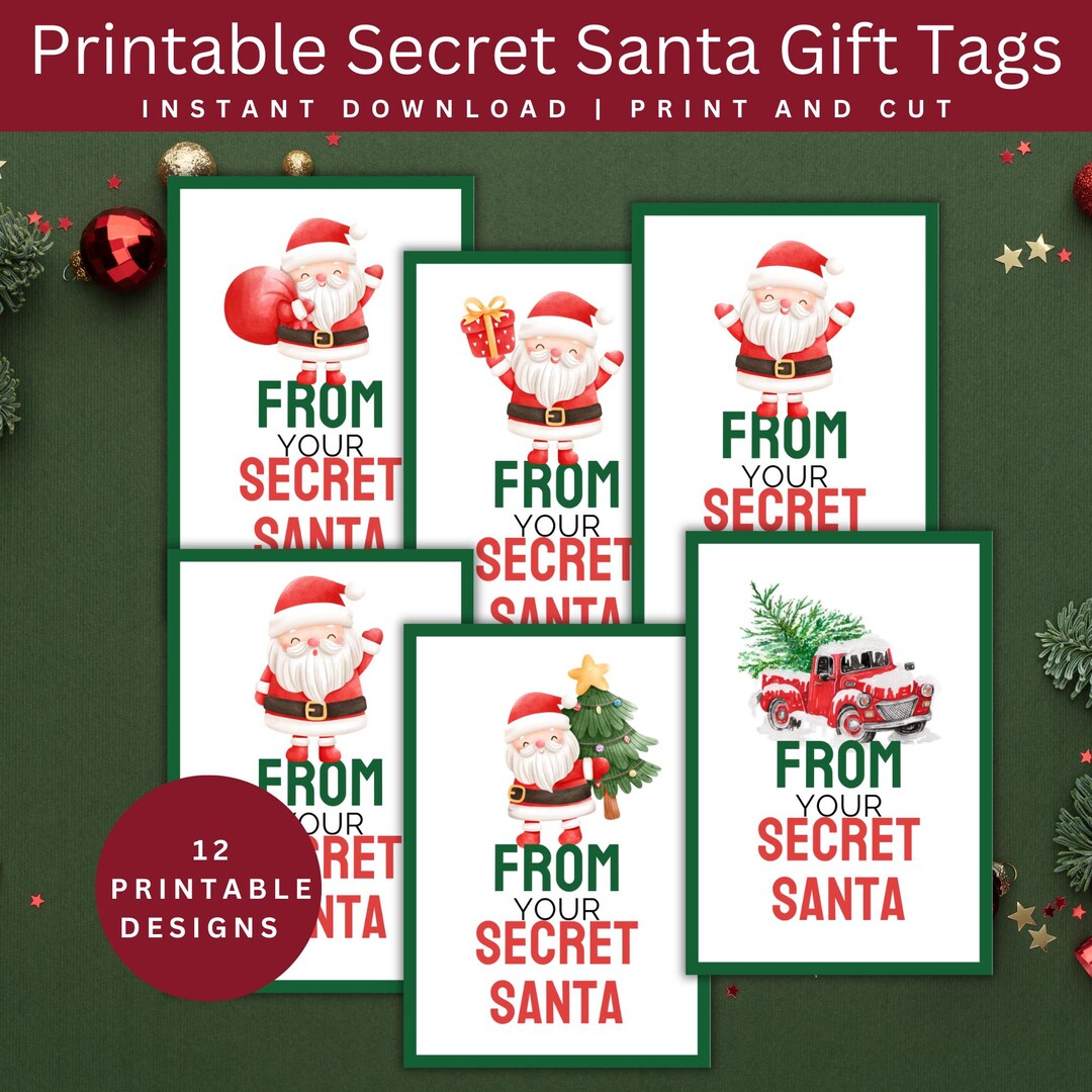 Printable Secret Santa Gift Tags for Secret Santa Gifts, Special ...