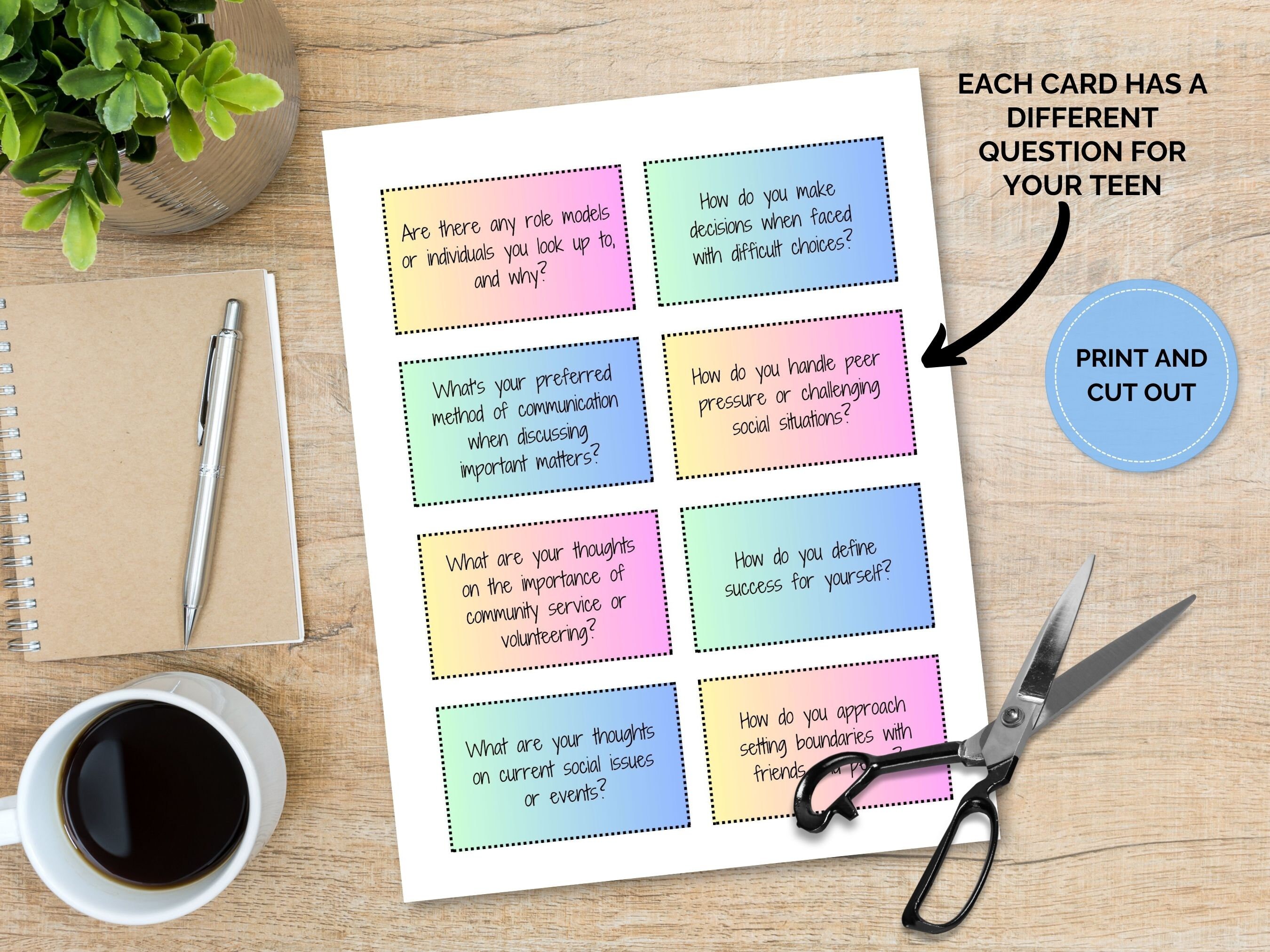 Printable Communication Cards for Teens Question Cards, Conversation ...