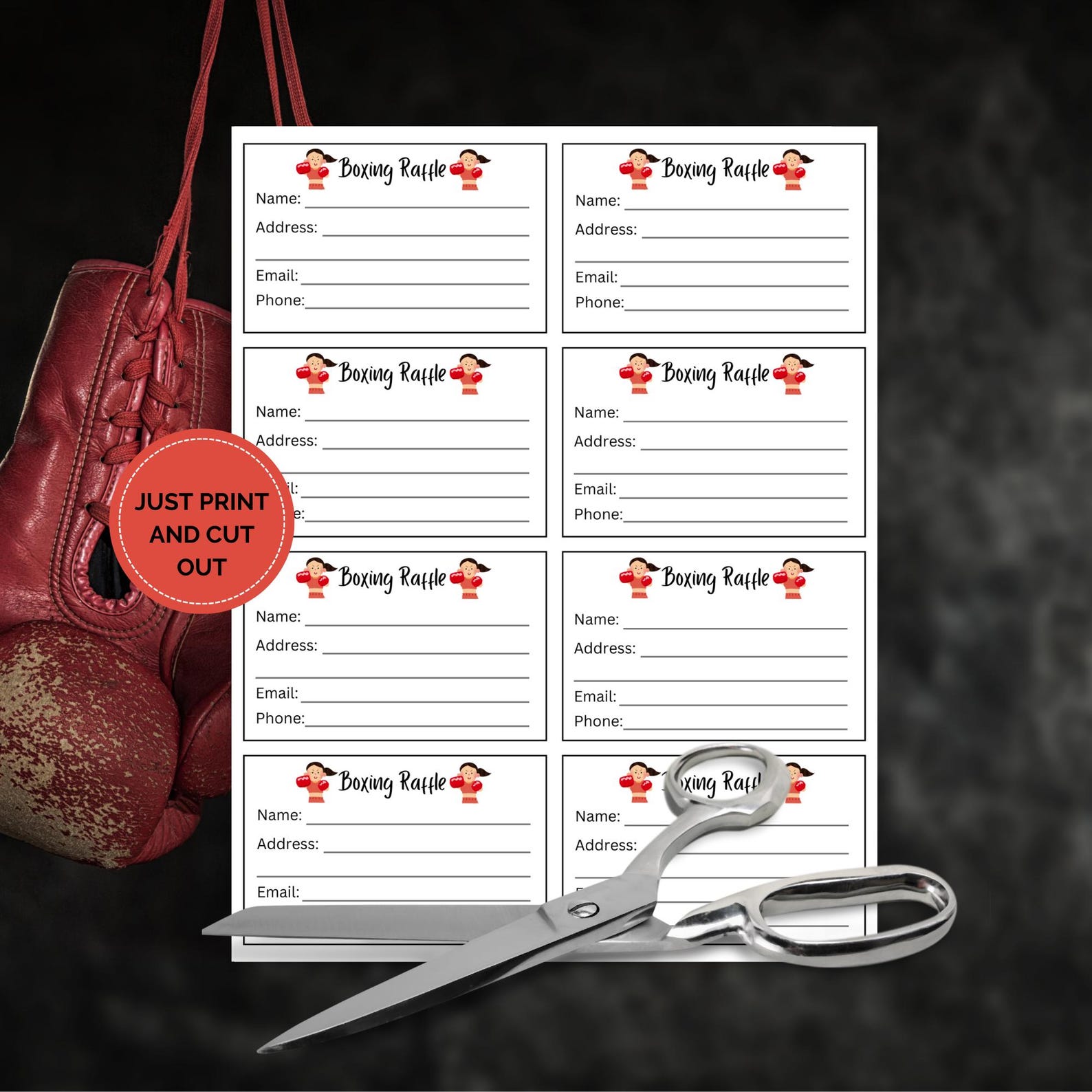 Editable Boxing Raffle Ticket Template, Fundraising Event, Boxing Gym ...