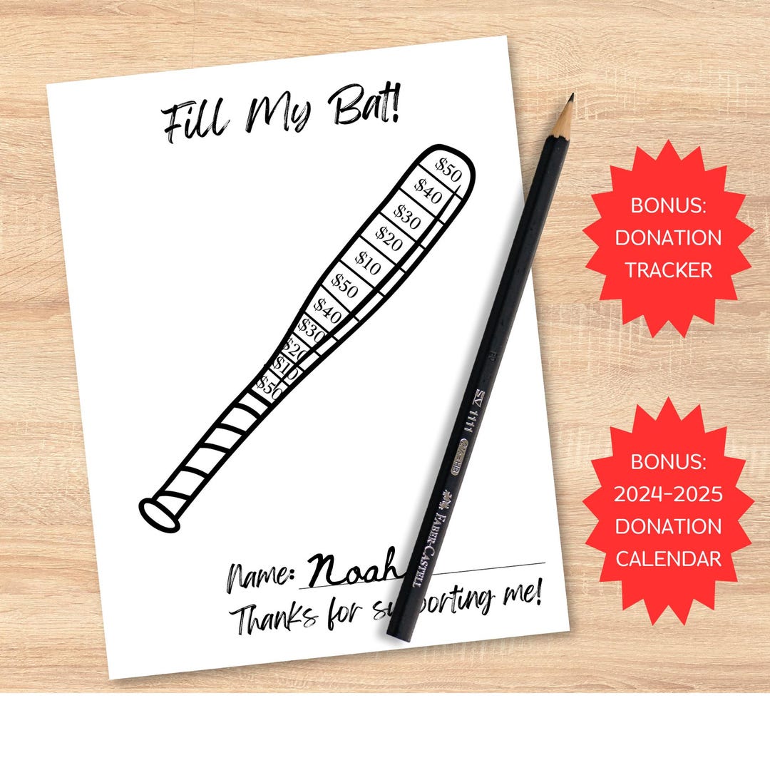 Printable Baseball Bat Fundraiser Bundle for Baseball Moms and Baseball ...
