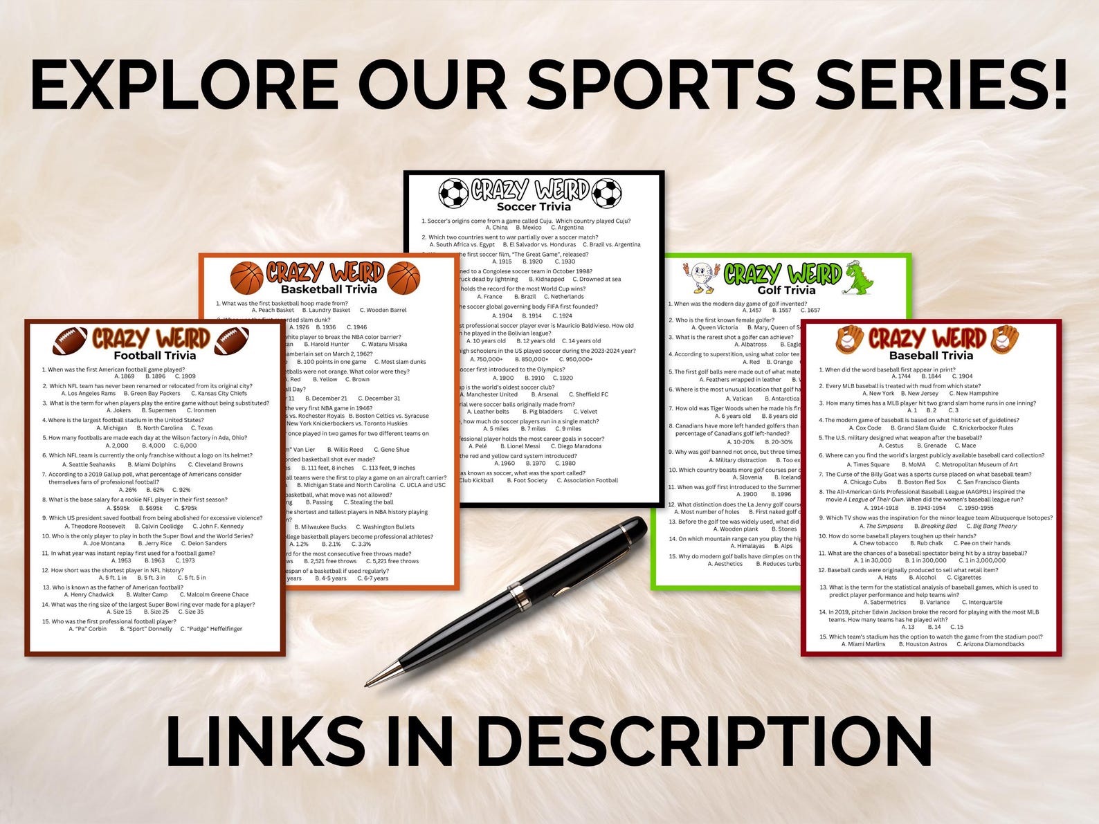 Printable Crazy Weird Golf Trivia Game, Pub Sports Trivia Night, Team ...