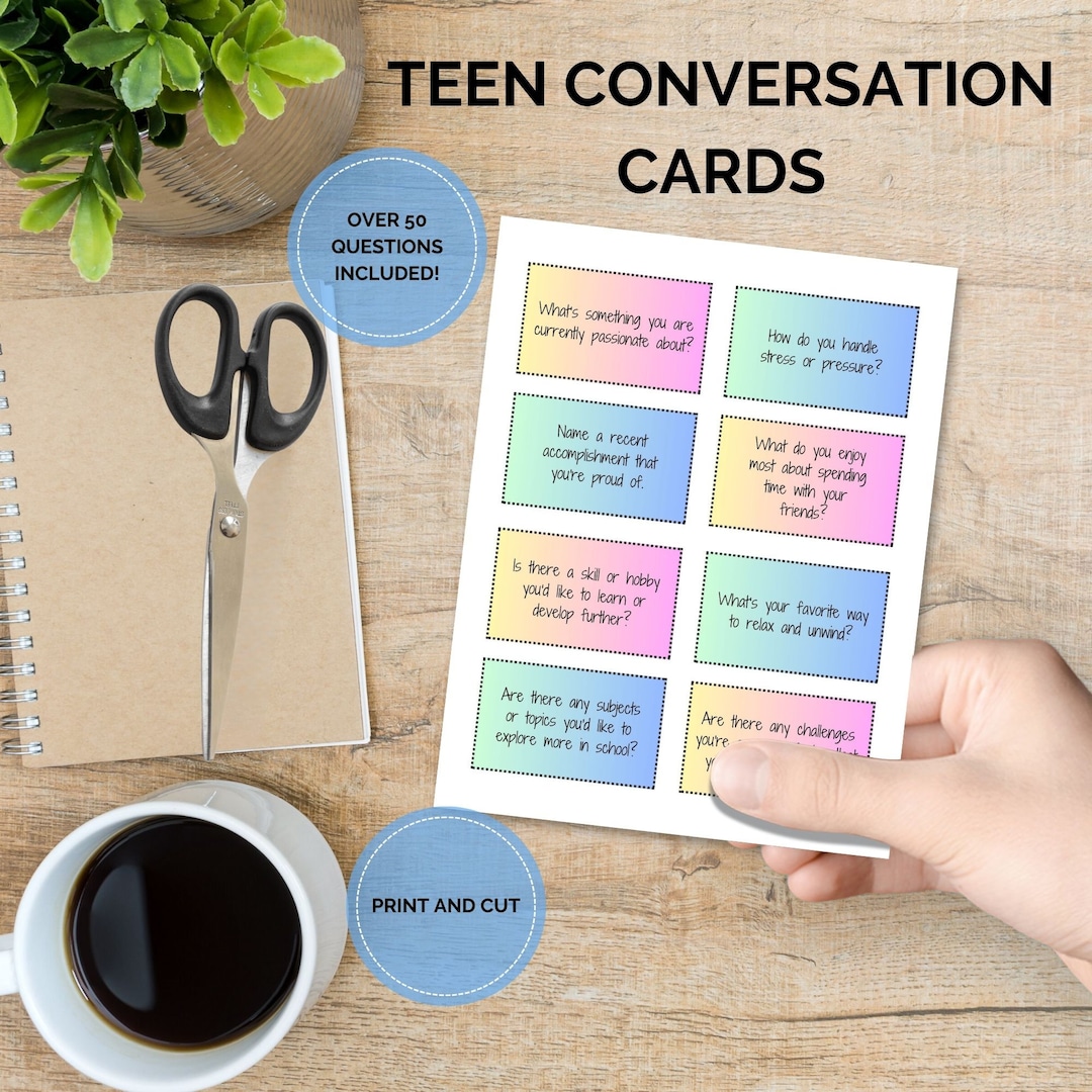 Printable Communication Cards for Teens Question Cards, Conversation ...