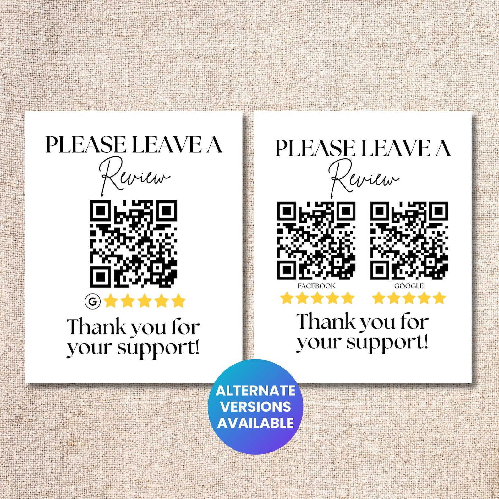 Editable Please Leave a Review QR Code Sign Template, Thank You ...