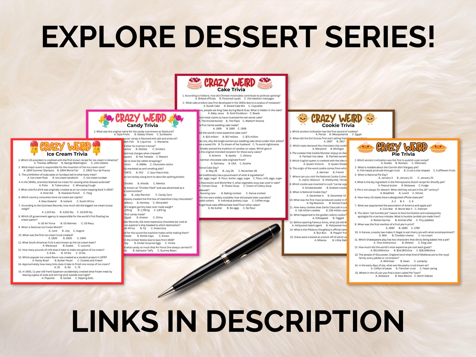Printable Crazy Weird Cake Trivia Game, Dessert Pub Trivia, Icebreaker ...