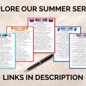 Printable Crazy Weird Summer Trivia Game, Pub Trivia, Icebreaker Games ...