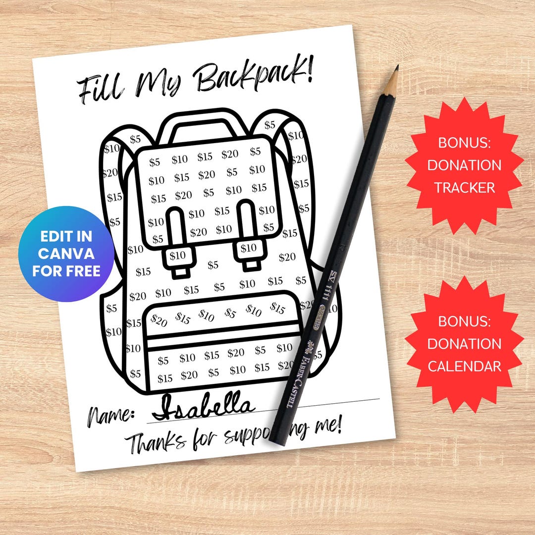 Editable Field Trip Fundraising Bundle: Fill My Backpack, Pick a Date ...