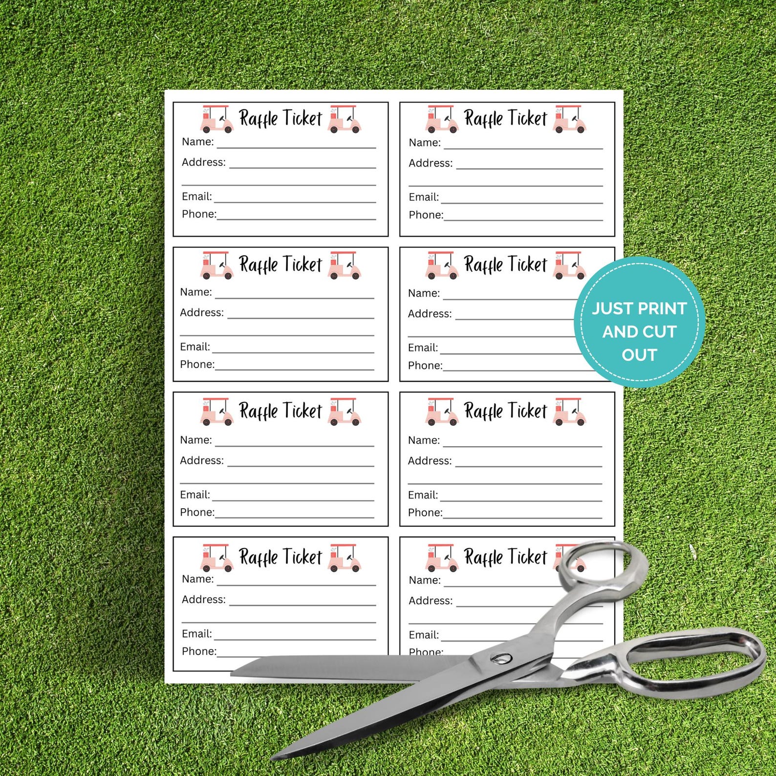 Editable Golf Raffle Ticket Template, Fundraising Event, School PTO ...