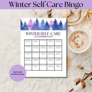 Printable Cozy Self Care Winter Bingo Card, Therapy Games for Self Help ...