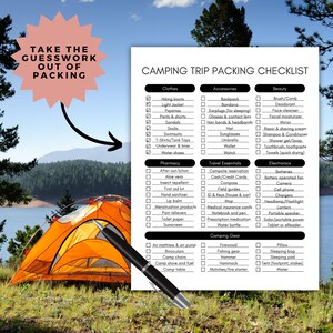 Editable Camping Vacation Essentials Checklist Minimalist, Camping ...