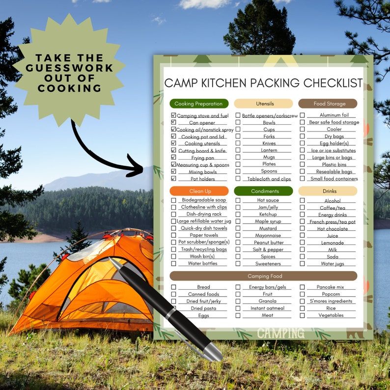 Printable Camping Essentials Checklist, Camping Packing Checklist ...