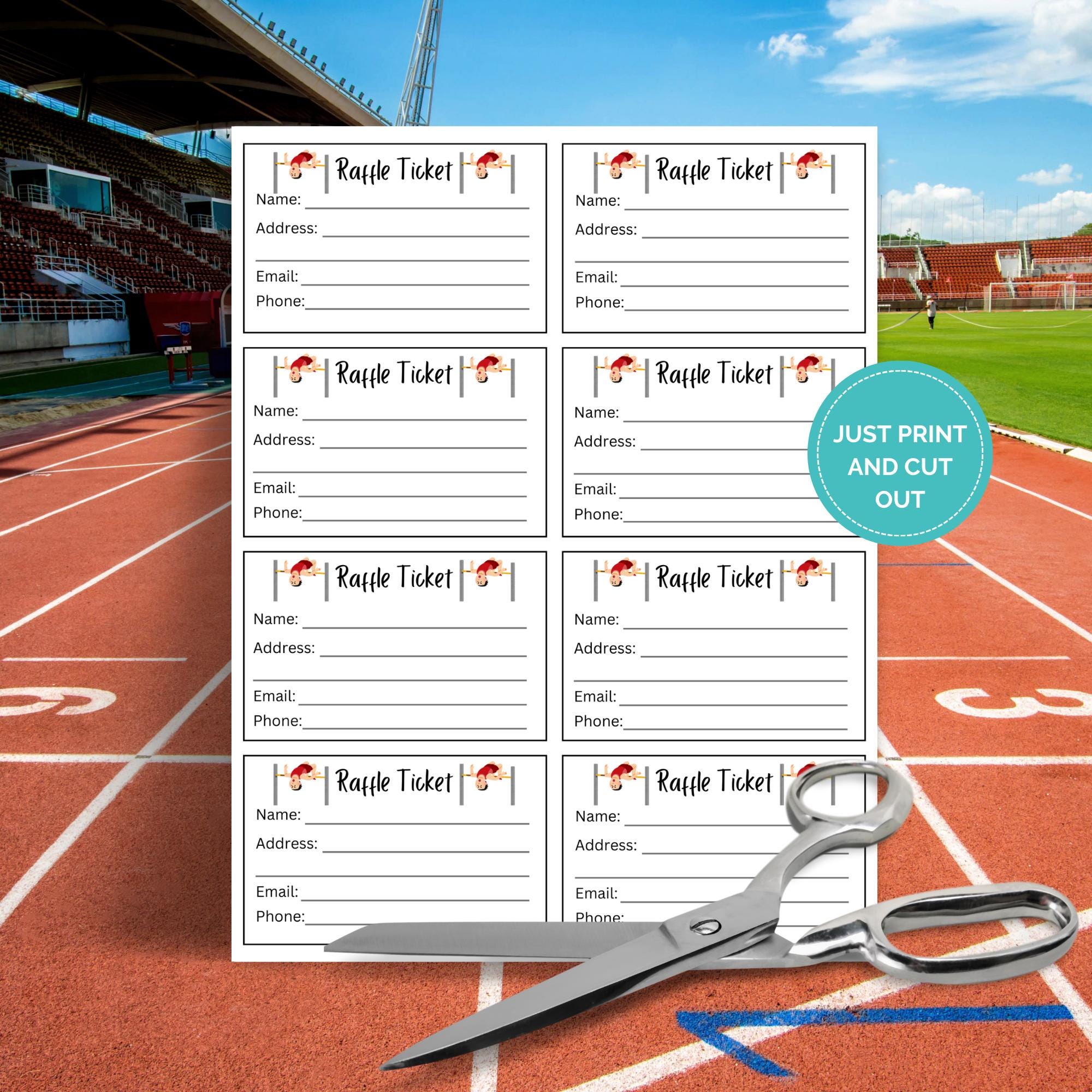 Editable Track and Field Raffle Ticket Template, Fundraising Event ...