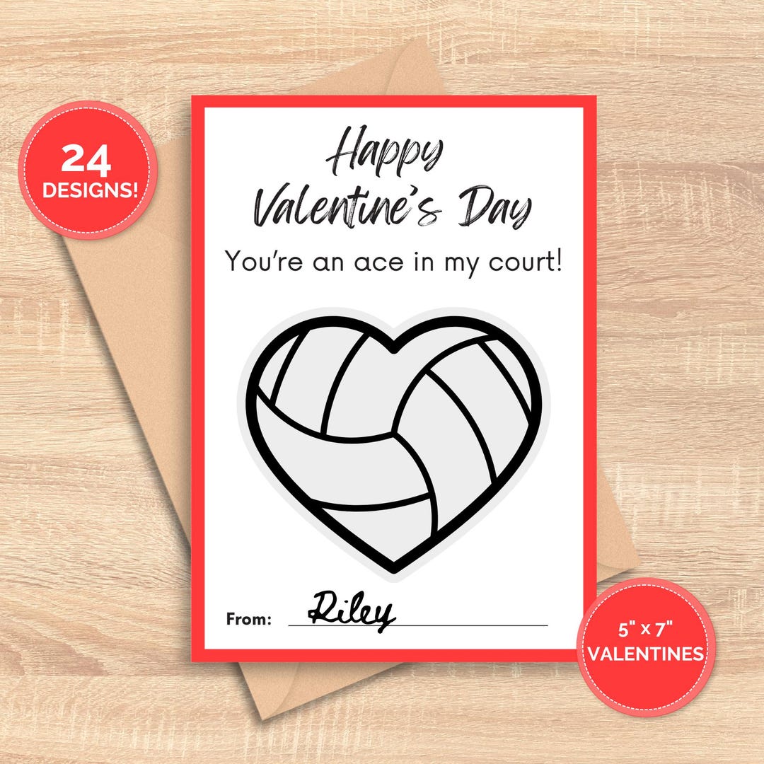 Printable Volleyball Valentines Variety Pack for Volleyball Moms, Dads ...