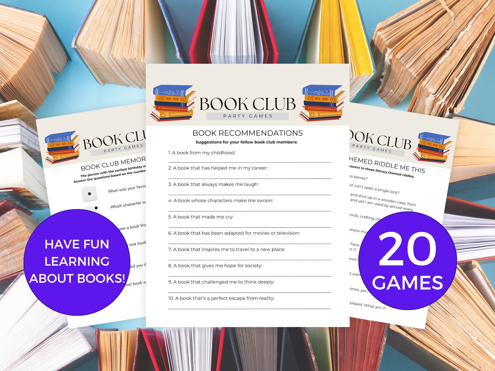 Ultimate Printable Book Club Games Bundle: Icebreakers, Puzzles ...