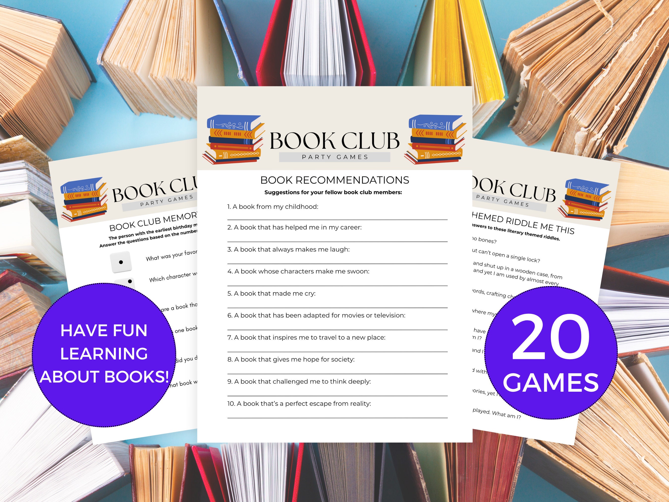 Ultimate Printable Book Club Games Bundle: Icebreakers, Puzzles ...