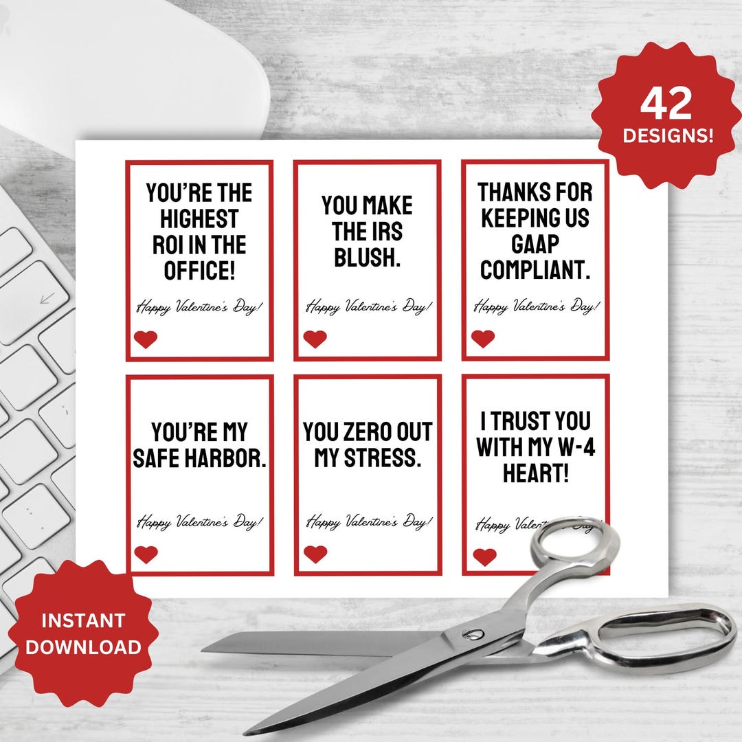 Printable Funny Accountant Valentines for Your Work Bestie, Funny ...