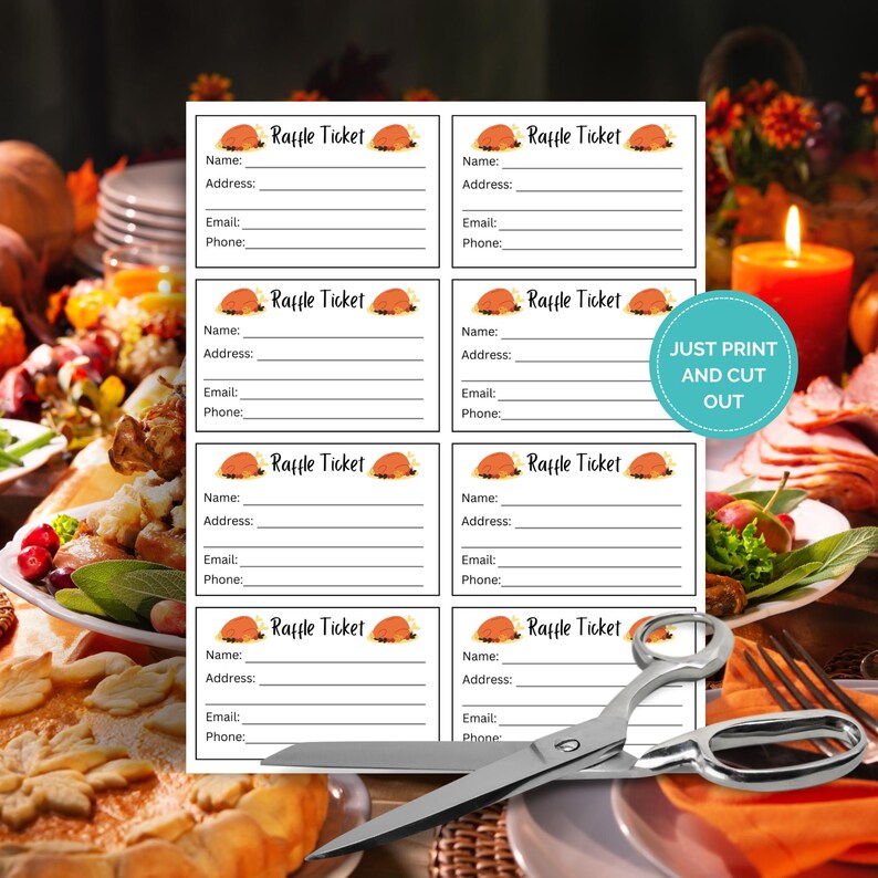 Editable Thanksgiving Raffle Ticket Template, Fundraising Event, School ...