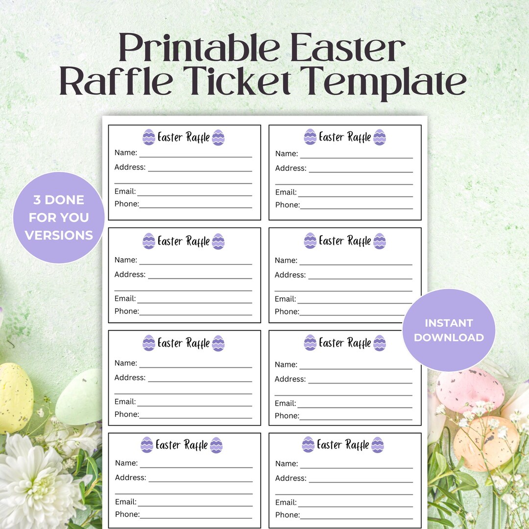 Printable Easter Raffle Ticket Template, Church Fundraising Event ...