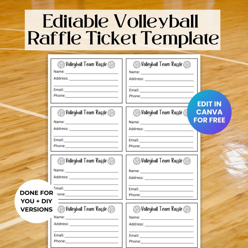 Editable Volleyball Raffle Ticket Template, Fundraising Event, School ...