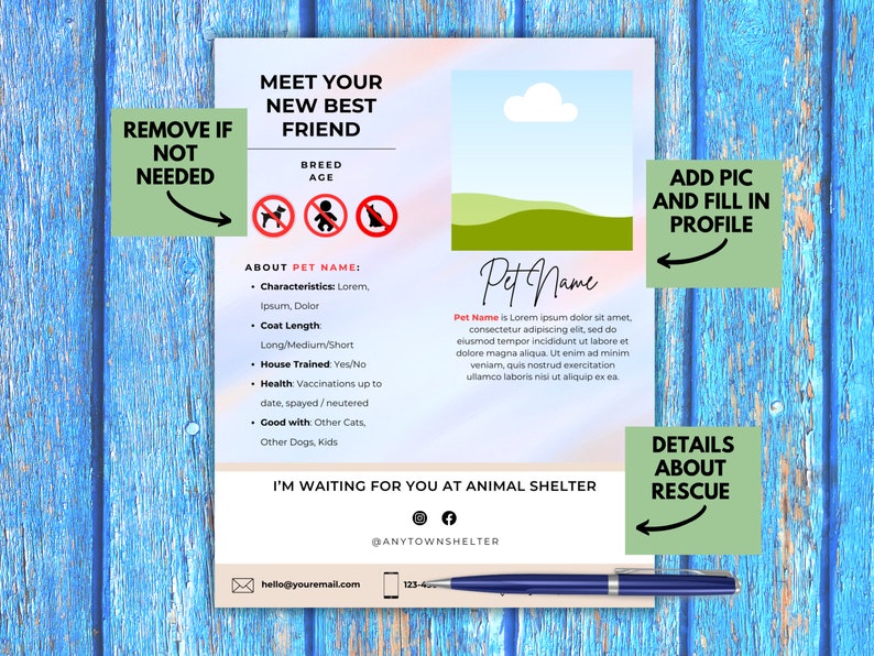 Editable Pet Adoption Event Tear off Flyer, Nonprofit Animal Shelter ...