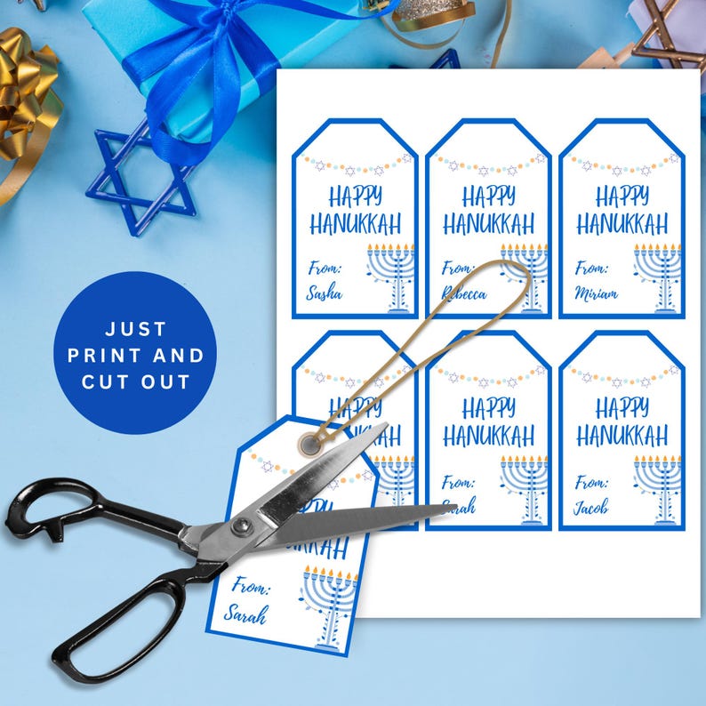 Editable Hanukkah Gift Tags for Hanukkah Party, Jewish Holiday Gifts ...